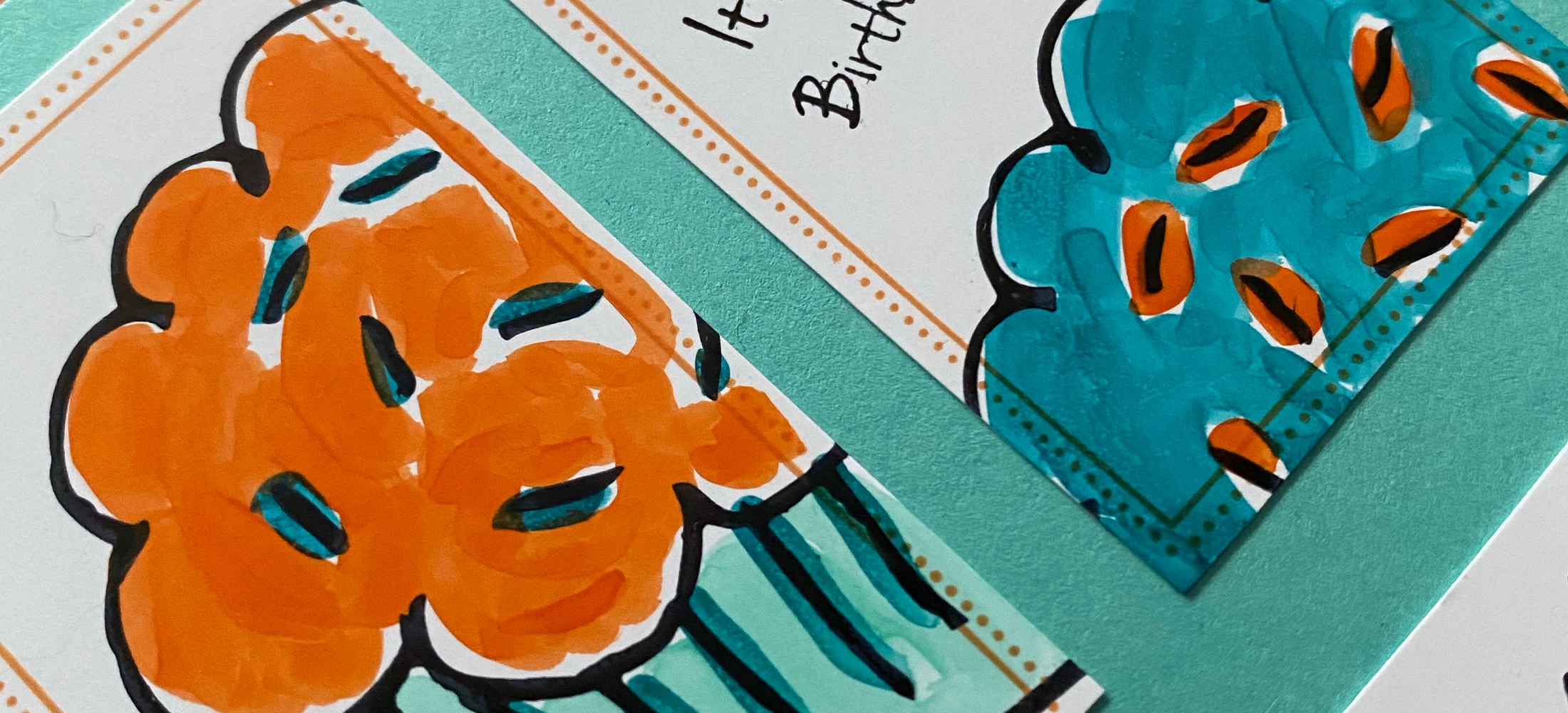 Orange and teal bday cards – June 12, 2020 – Endless Creations Rubber ...