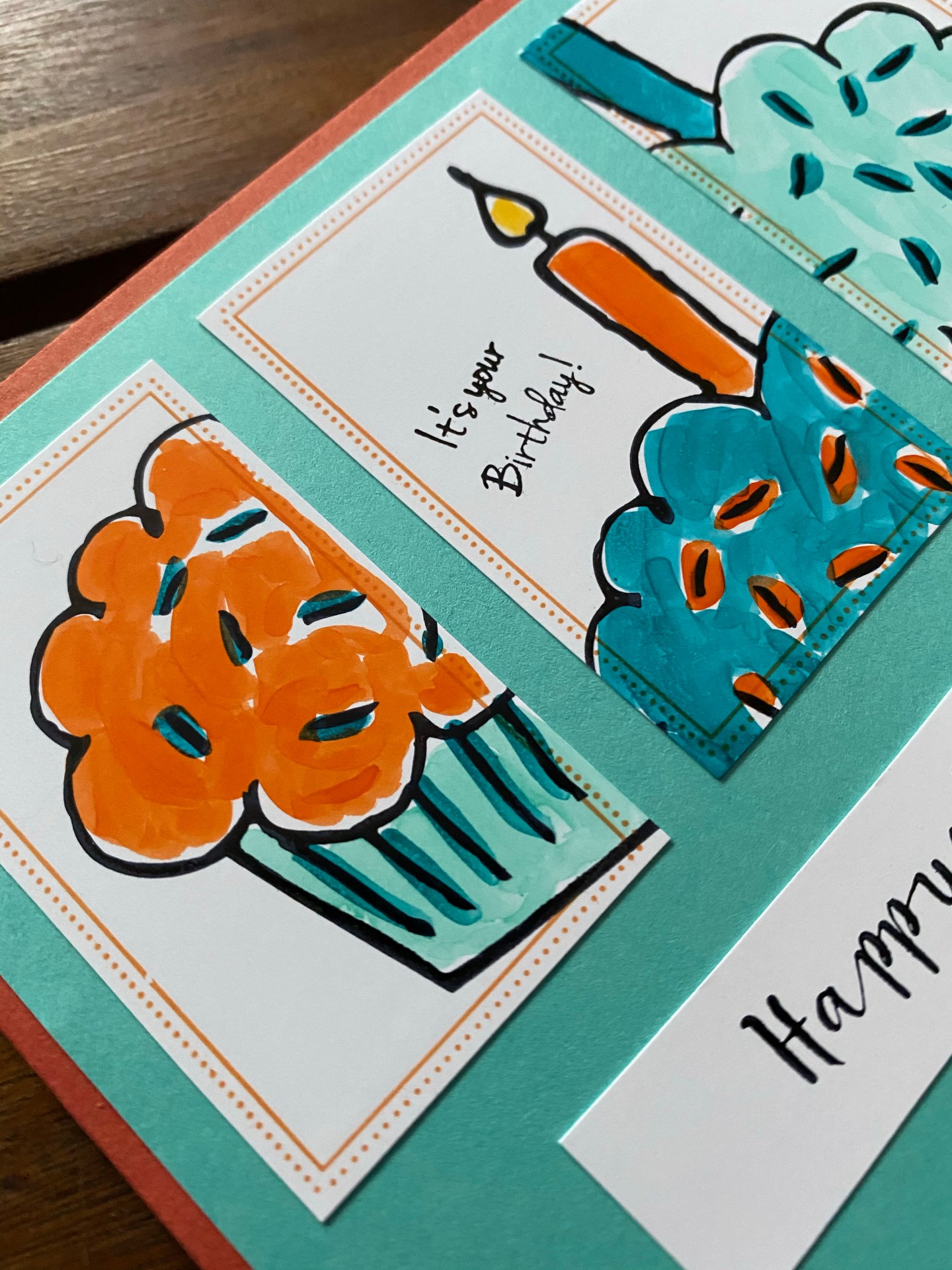 Orange and teal bday cards – June 12, 2020 – Endless Creations Rubber ...