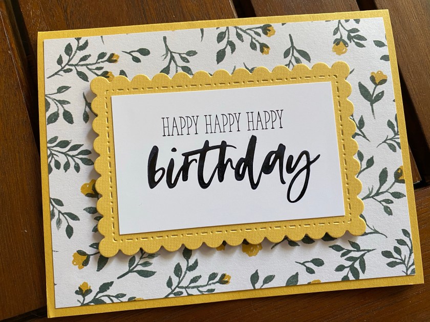 Yellow birthday card – June 17, 2020 – Endless Creations Rubber Stamps